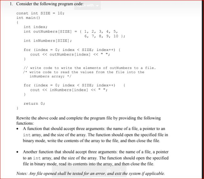Solved 1. Consider the following program code: with const | Chegg.com