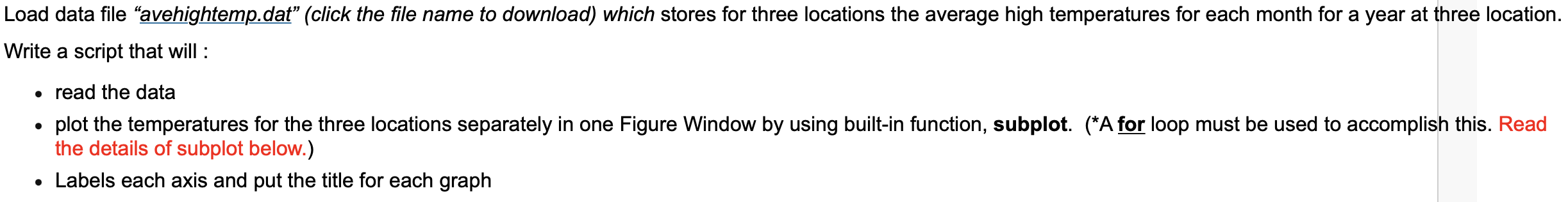 Solved Load data file "avehightemp.dat” (click the file name | Chegg.com