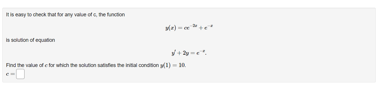 Solved It is easy to check that for any value of c, the | Chegg.com