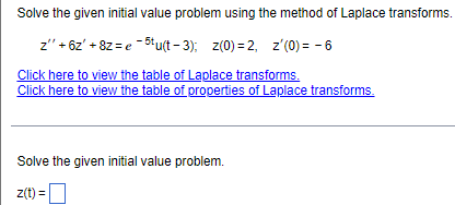 Solved Solve the given initial value problem using the | Chegg.com