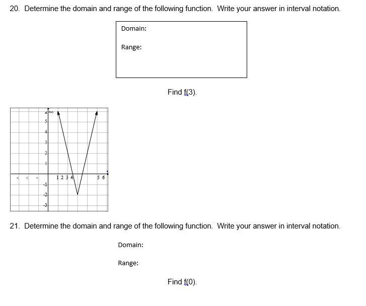 Solved 20. Determine the domain and range of the following | Chegg.com