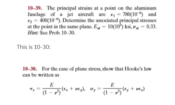 Solved 10-39· The principal strains at a point on the | Chegg.com