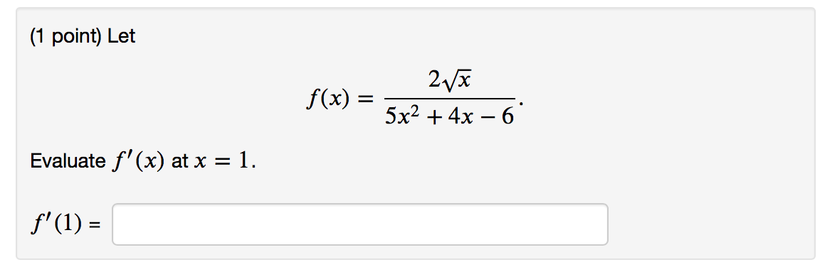 Solved 1 Point Let 21 F X 5x2 4x 6 Evaluate F X