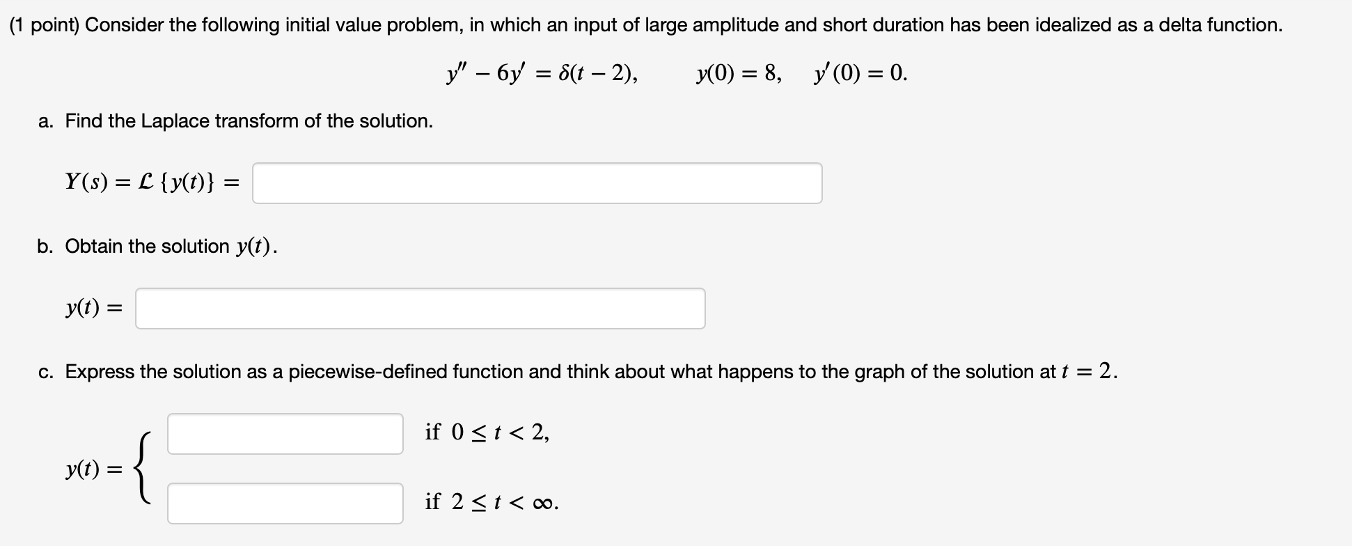 Solved (1 point) Consider the following initial value | Chegg.com