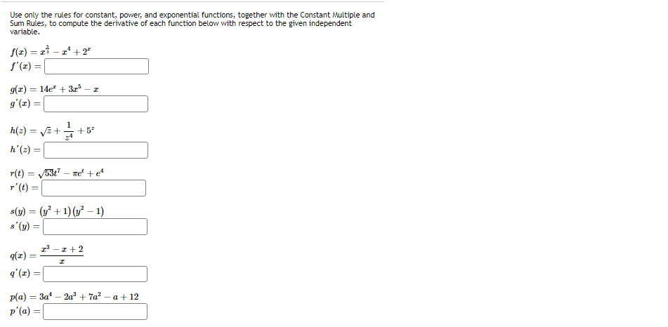 Solved Use only the rules for constant, power, and | Chegg.com