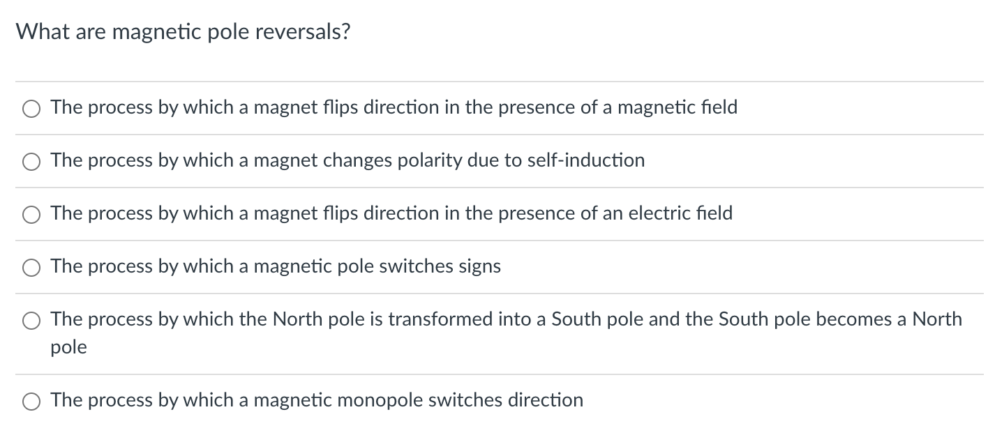 Solved What are magnetic pole reversals? The process by | Chegg.com