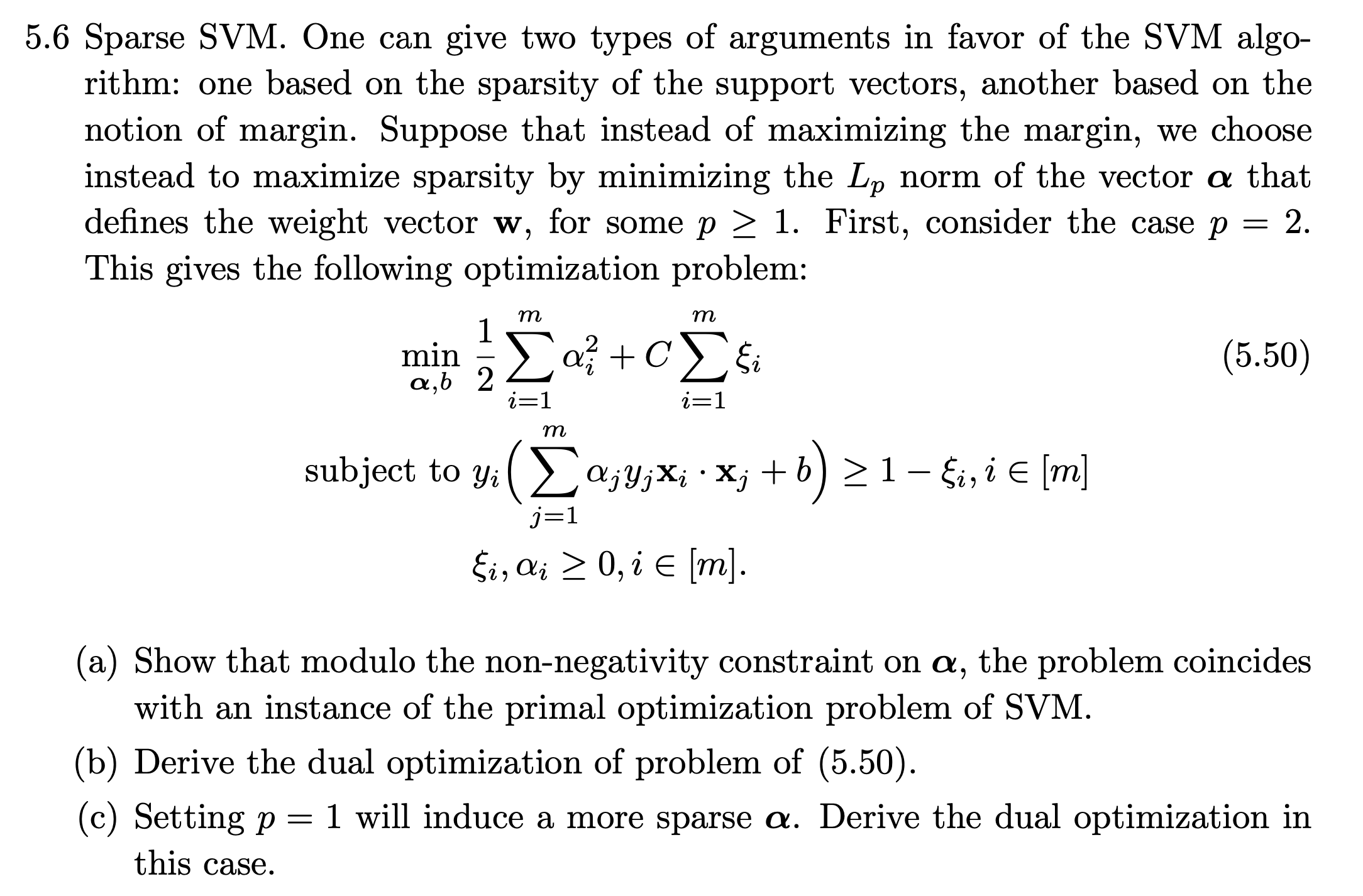 Solved 6. Sparse SVM. One can give two types of arguments in | Chegg.com