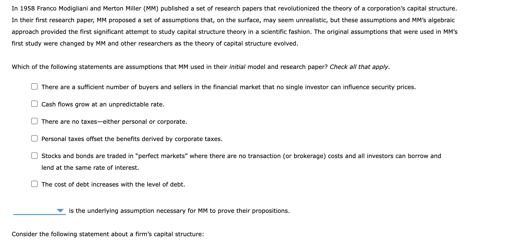 Solved In 1958 Franco Modigliani and Merton Miller (MM) | Chegg.com