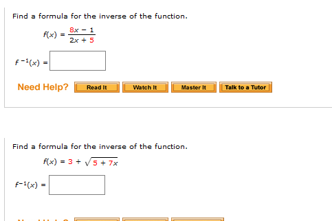 Solved Find a formula for the inverse of the function. F(x) | Chegg.com