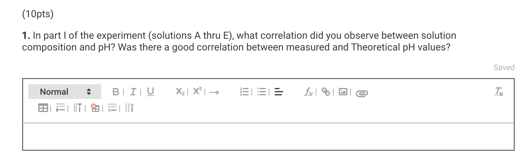 Solved (10pts) 1. In part I of the experiment (solutions A | Chegg.com
