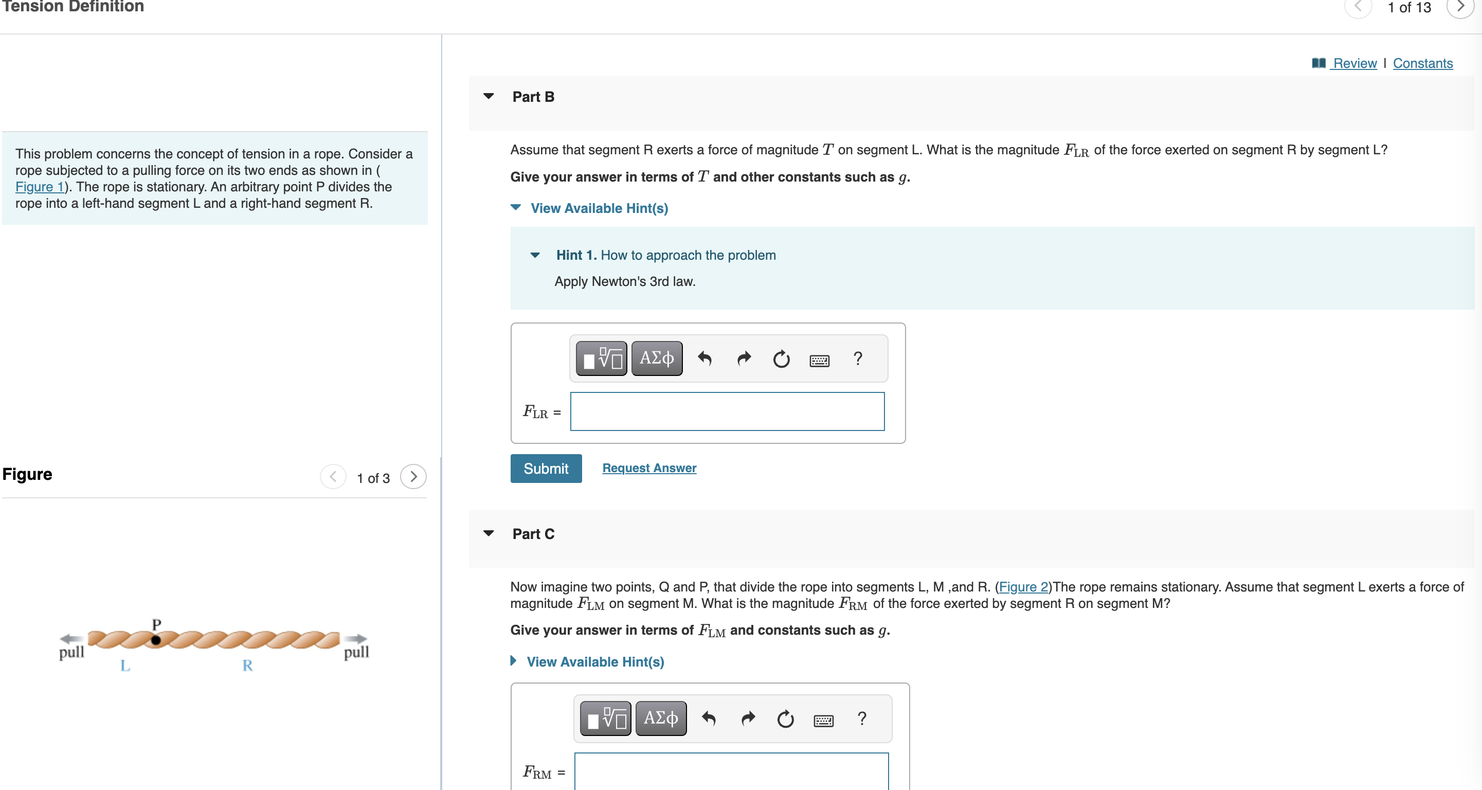 Solved This problem concerns the concept of tension in a | Chegg.com
