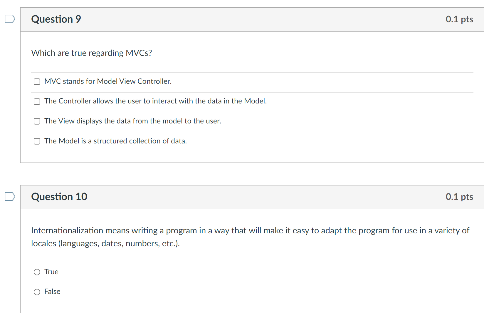 Solved Question 9 0.1pts Which are true regarding MVCs? MVC | Chegg.com