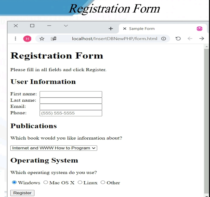 Solved X *** Registration Form + x Sample Form | Chegg.com