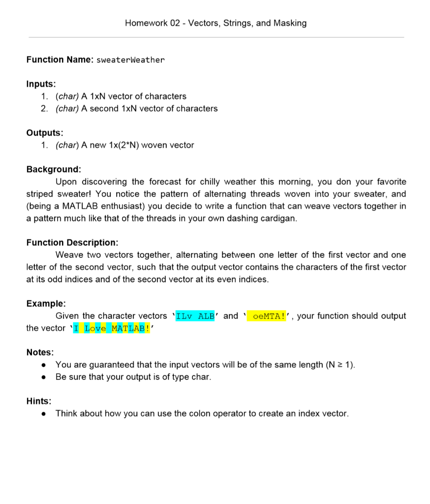 Homework 02 Vectors Strings And Masking Function 7820
