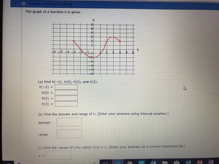 Solved The graph of a function h is given. (a) Find h(-2), | Chegg.com