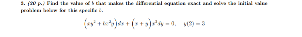 Solved 3. (20 p.) Find the value of b that makes the | Chegg.com