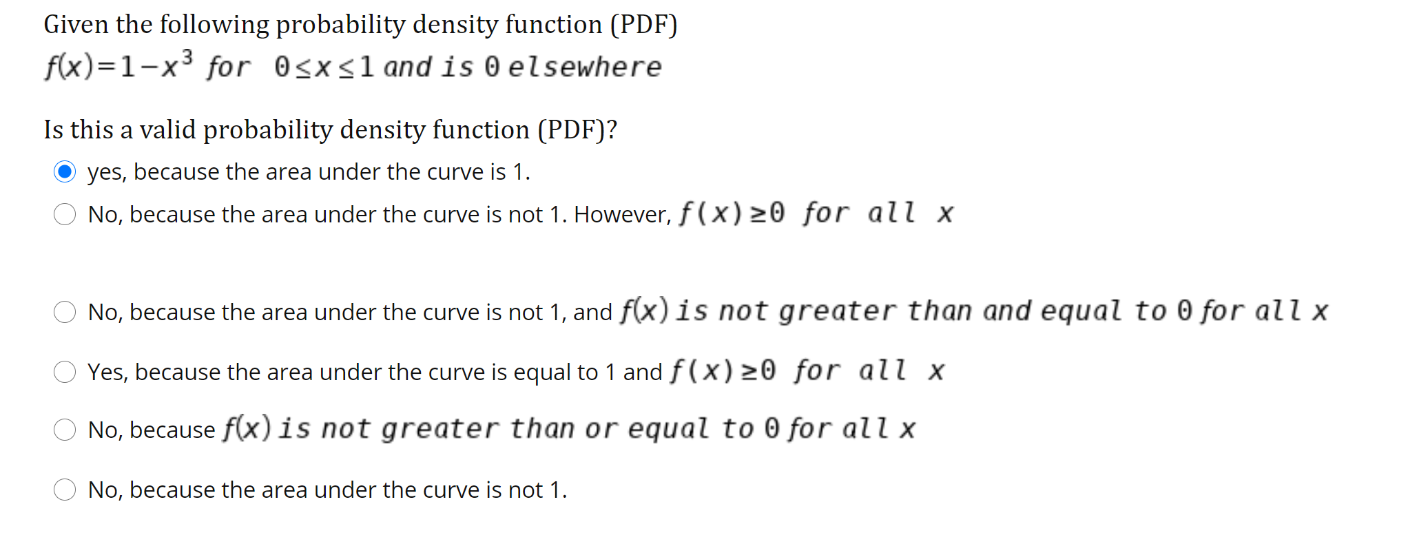Solved Given the following probability density function | Chegg.com