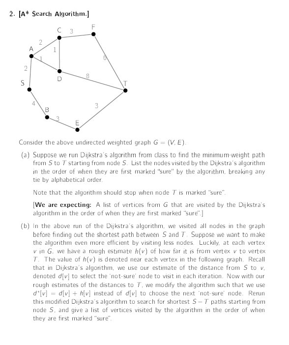 Solved 2. [A* Search Algorithm.] C 3 A 2 8 S E m Consider | Chegg.com