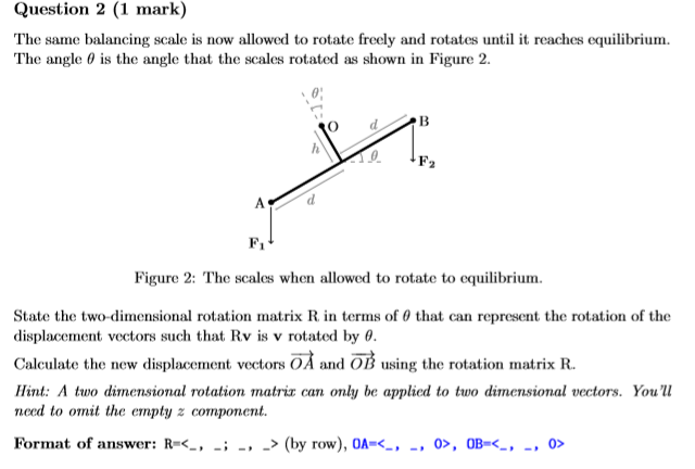 Solved A T-shaped balancing scale is set up to pivot about | Chegg.com