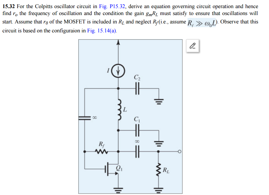 Solved 15.32 For the Colpitts oscillator circuit in Fig. | Chegg.com