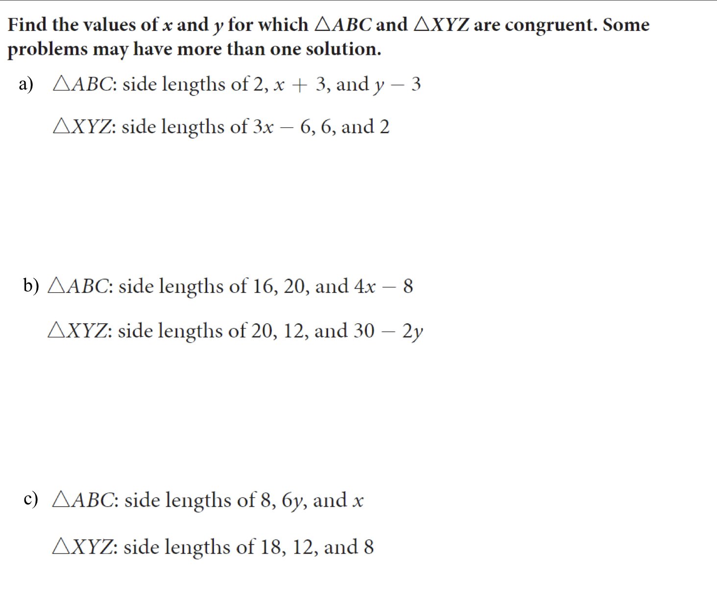 [Solved]: Find the values of ( x ) and ( y ) for which