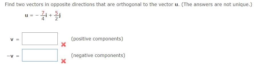 Solved Find two vectors in opposite directions that are | Chegg.com