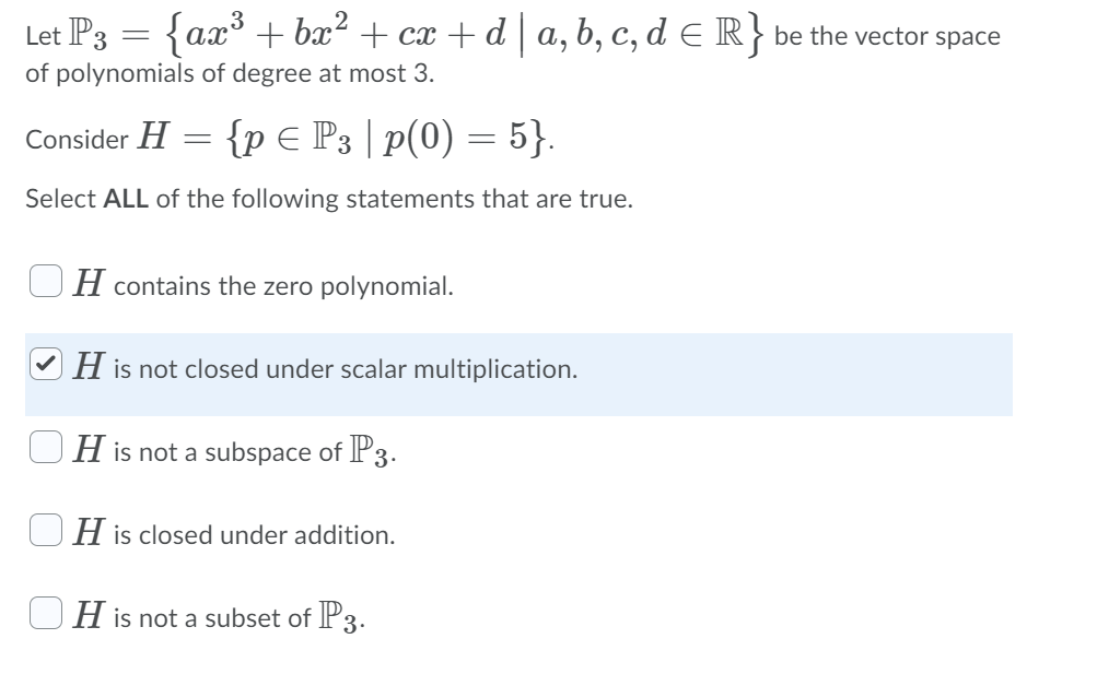 Solved Let P3 of polynomials of degree at most 3. {ax3 + bx2 | Chegg.com