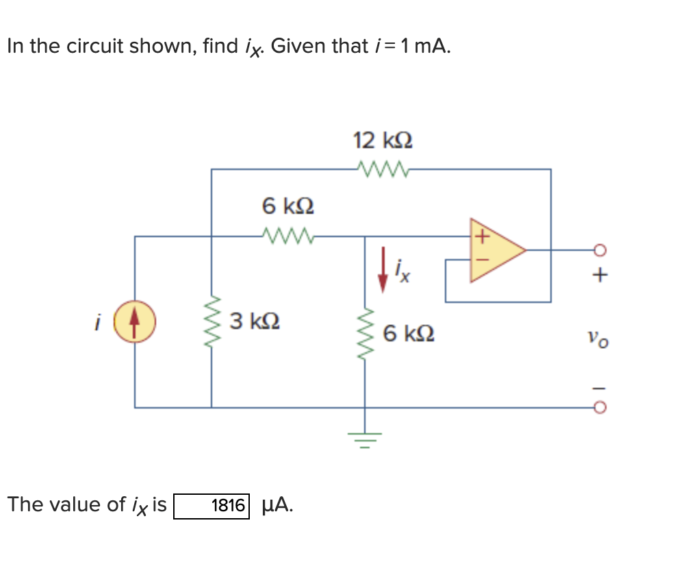 Solved In the circuit shown, find ix. Given that i=1 mA. The | Chegg.com