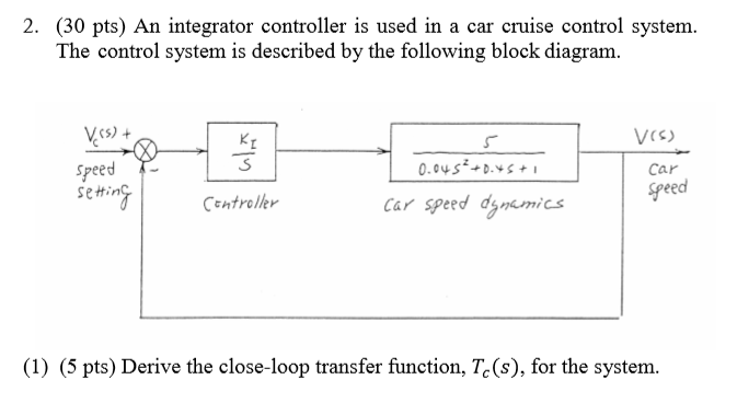 Solved 2 30 Pts An Integrator Controller Is Used In A Car