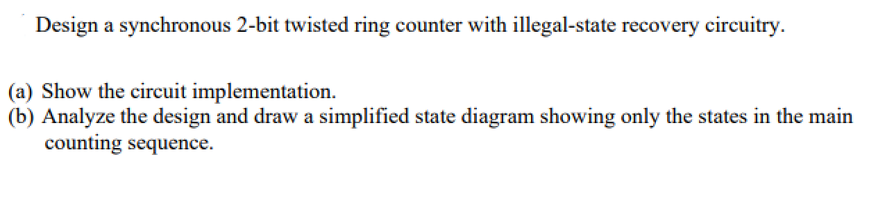 Solved Design a synchronous 2-bit twisted ring counter with | Chegg.com
