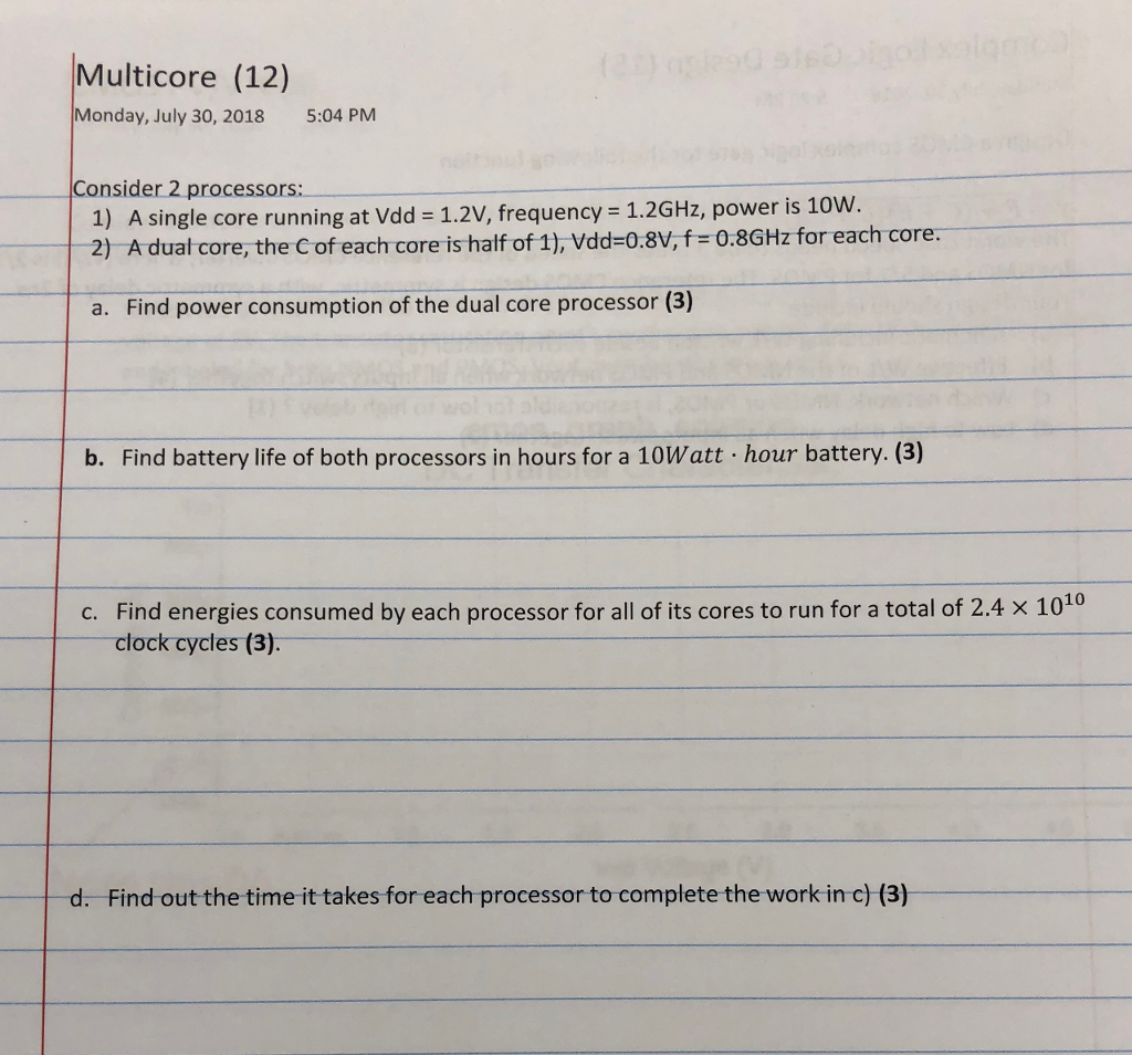 Solved Multicore (12) Monday, July 30, 2018 5:04 PNM | Chegg.com
