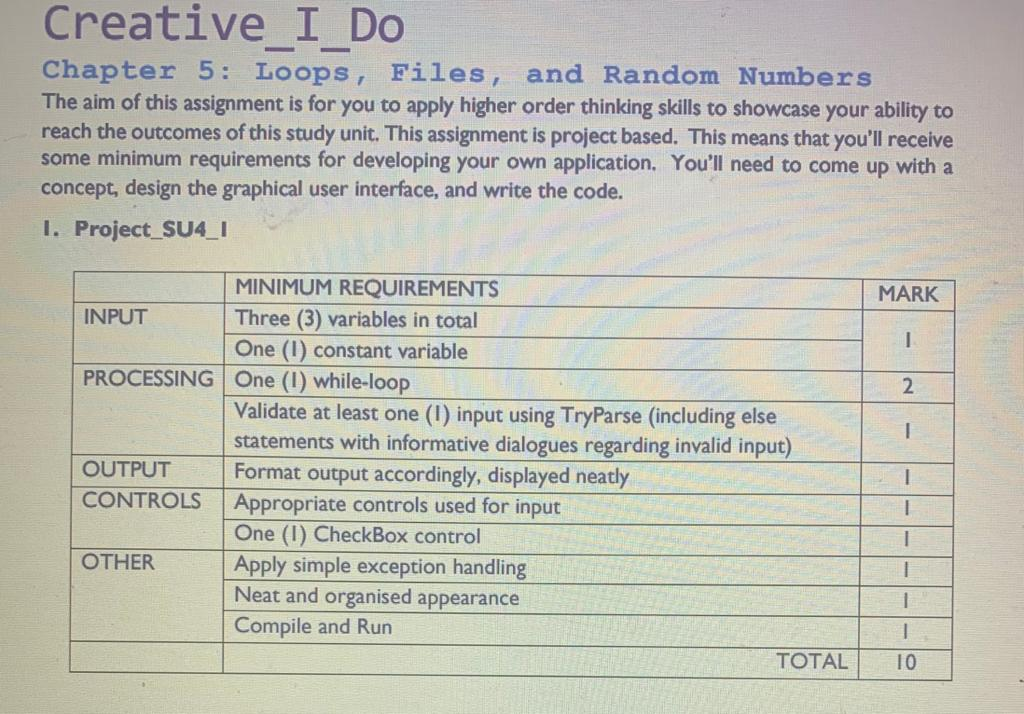 Creative I Do Chapter 5: Loops, Files, and Random | Chegg.com
