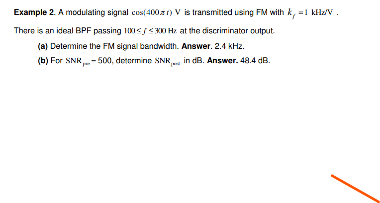 Solved Example 2. A modulating signal cos(400πt)V is | Chegg.com