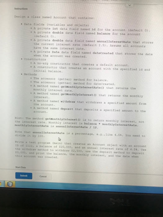 Solved Instructions Design a class named Account that | Chegg.com