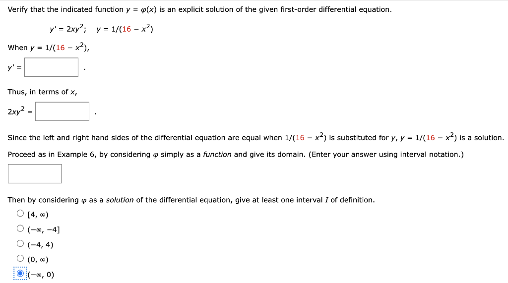 Solved Verify that the indicated function y=φ(x) is an | Chegg.com
