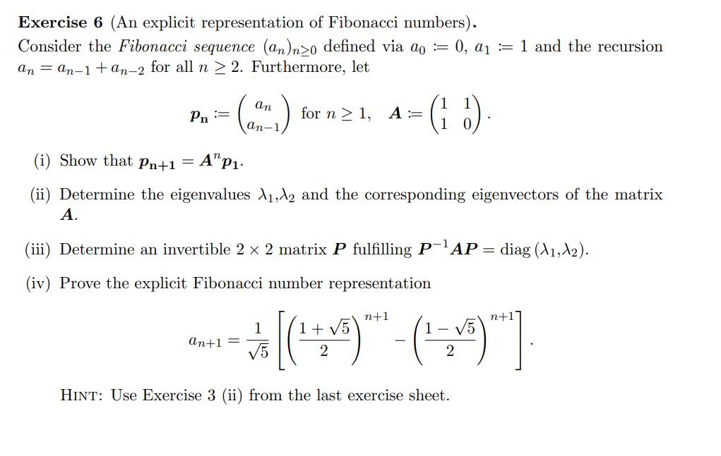 Solved by an EXPERT Exercise 6 (An ﻿explicit representation of ...