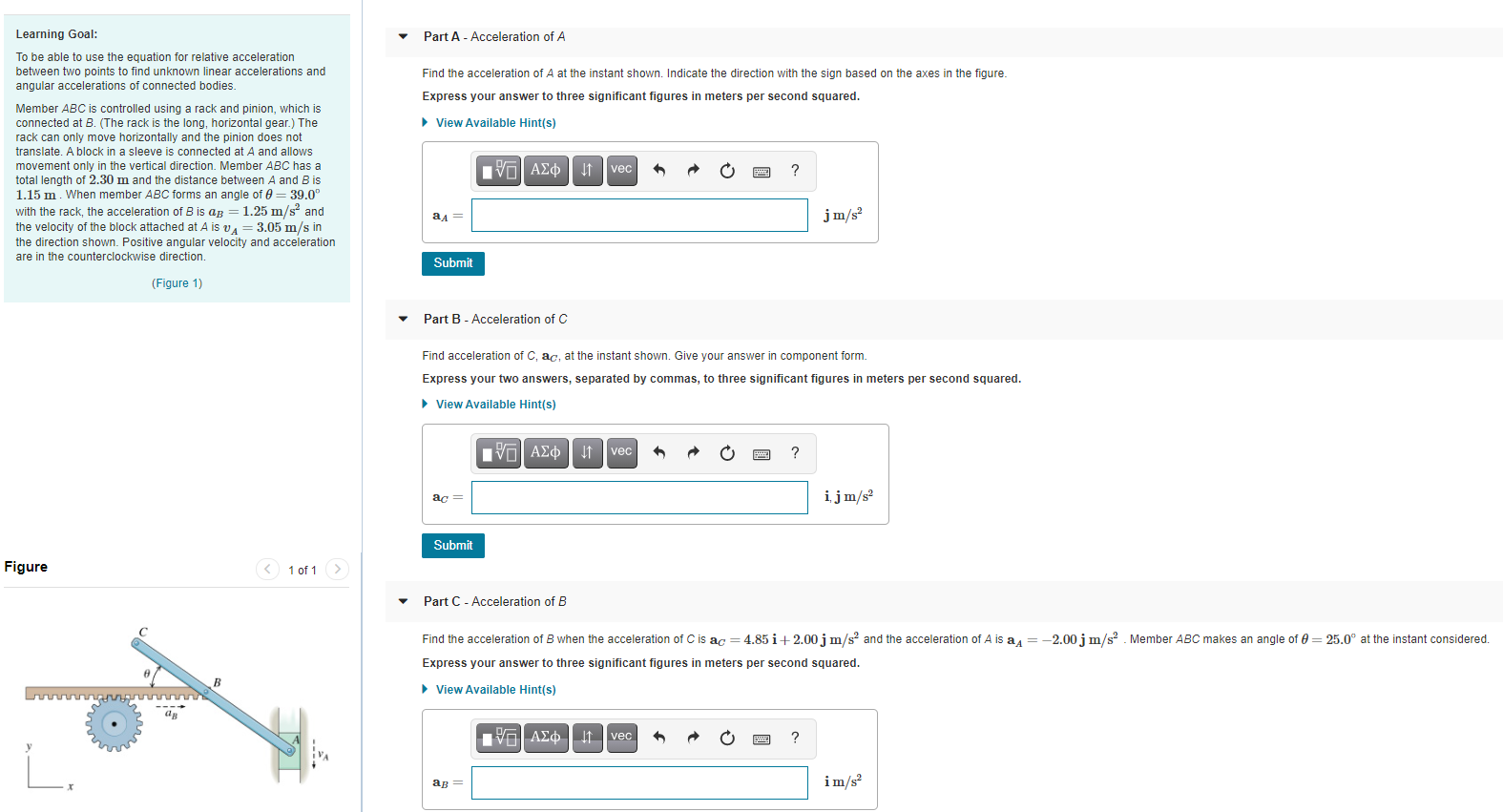 Solved Learning Goal: Part A - Acceleration of A Find the | Chegg.com