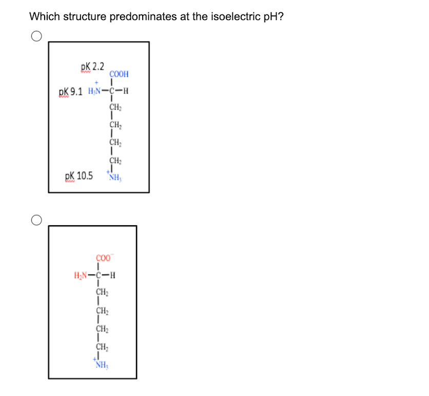 Solved Which structure predominates at the isoelectric pH | Chegg.com