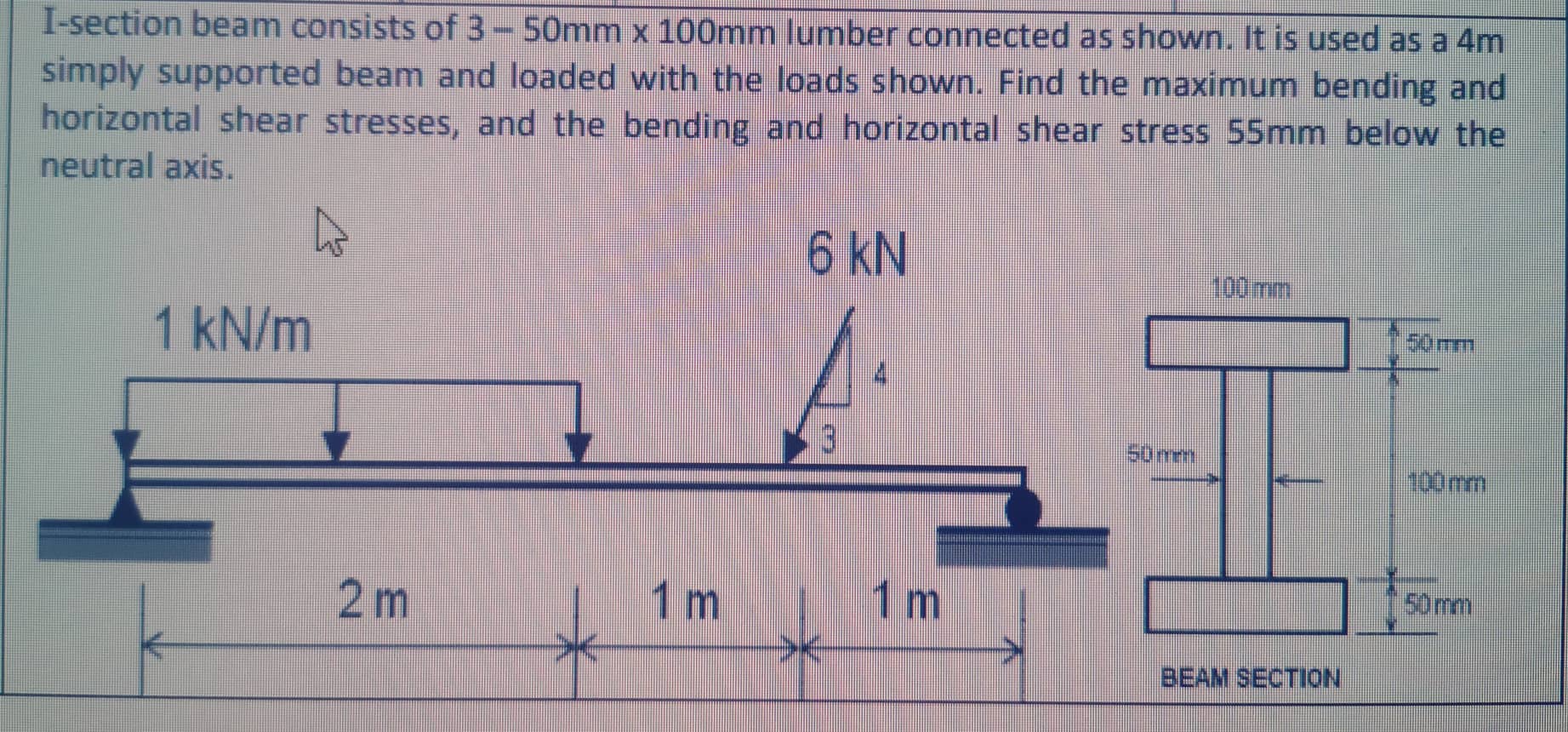 Solved I-section beam consists of 3−50 mm×100 mm lumber | Chegg.com