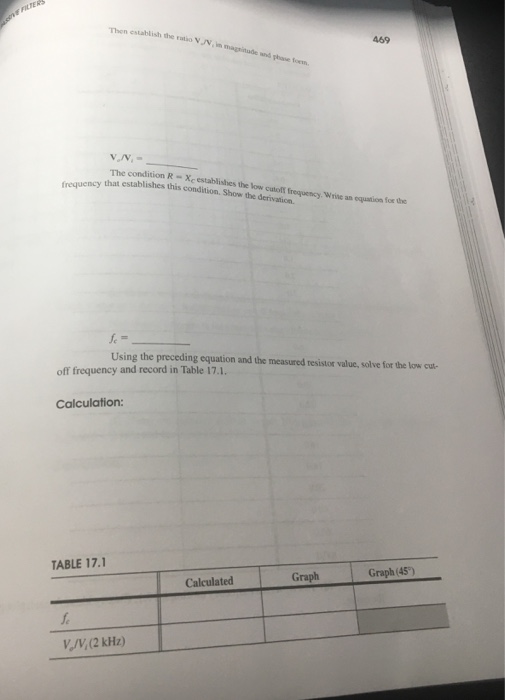 Solved RCEDURE Part 1 High-pass R-C Filter (a) Construct the | Chegg.com