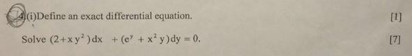 Solved (G)Define an exact differential equation. Solve | Chegg.com