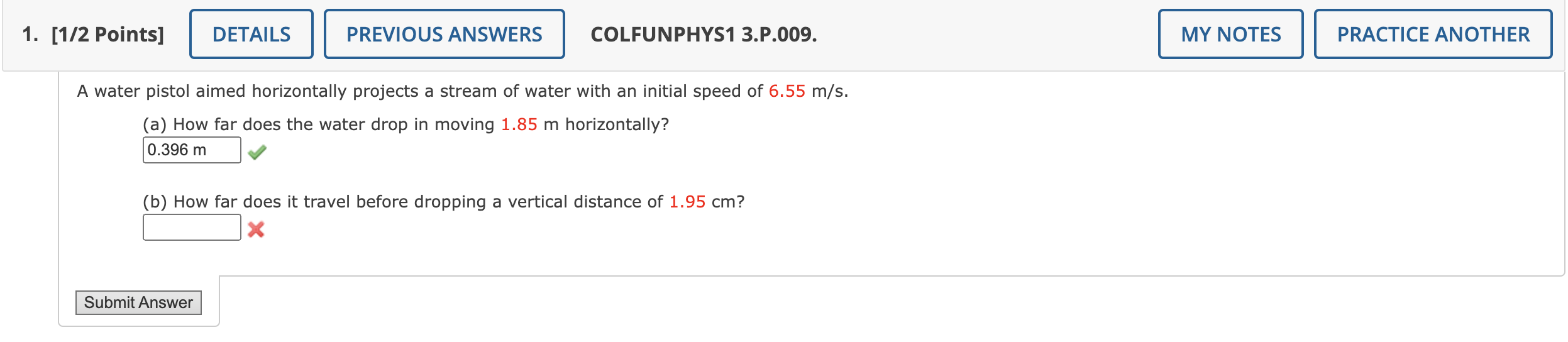 Solved A water pistol aimed horizontally projects a stream | Chegg.com