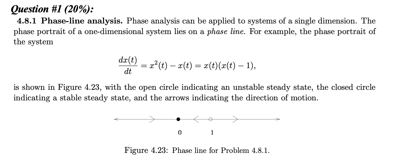 Question #1 (20%): 4.8.1 Phase-line analysis. Phase | Chegg.com