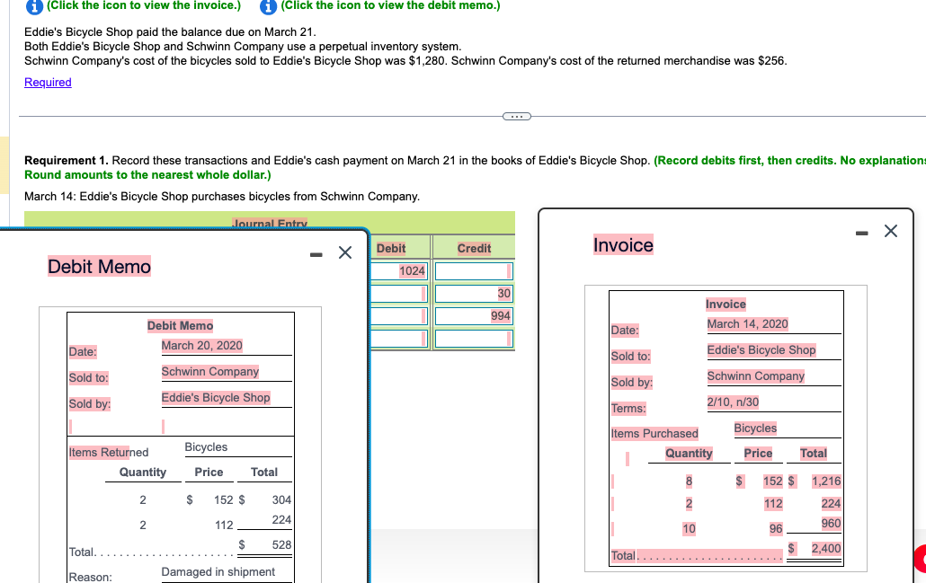 Solved (i) (Click the icon to view the invoice.)(i) (Click | Chegg.com