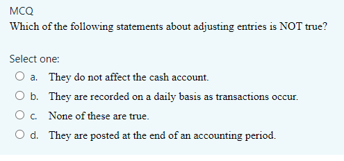 Solved MCQ An expired asset is called a(n) Select one: O a. | Chegg.com