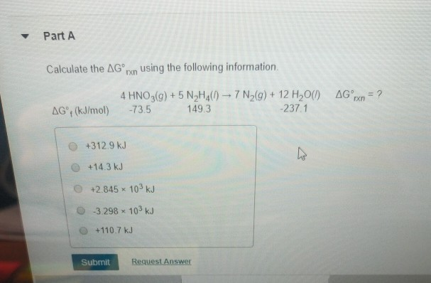 Solved Part A Calculate the AG®rxn using the following | Chegg.com