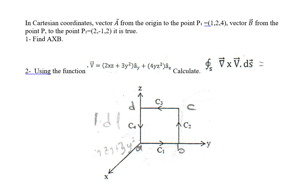 Solved In Cartesian Coordinates Vector A From The Origin To Chegg