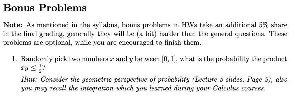 Solved Note: As mentioned in the syllabus, bonus problems in | Chegg.com