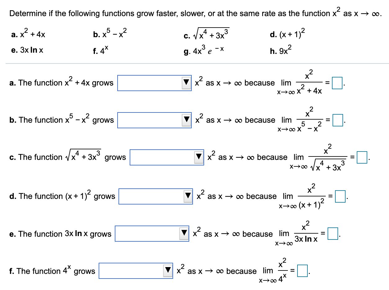 Solved Determine if the following functions grow faster, | Chegg.com