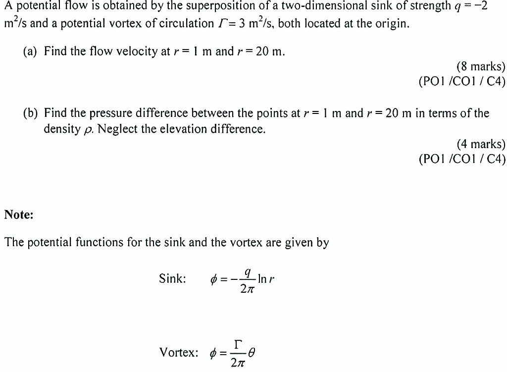 Solved A potential flow is obtained by the superposition of | Chegg.com